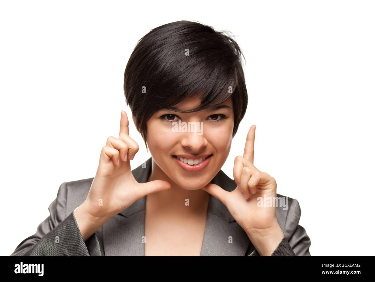 Businesswoman framing face hands hi-res stock photography and images ...
