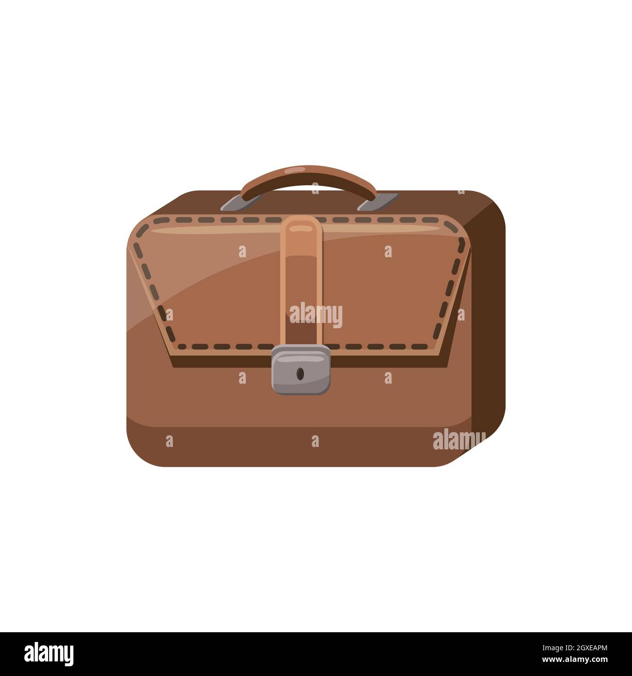 Brown business briefcase icon in cartoon style on a white background ...