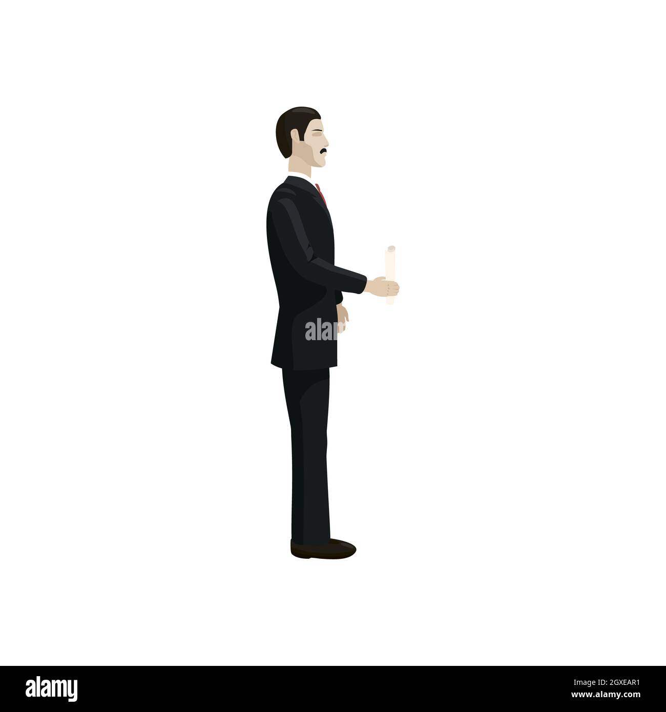 A businessman is extending his hand for a handshake icon in cartoon ...