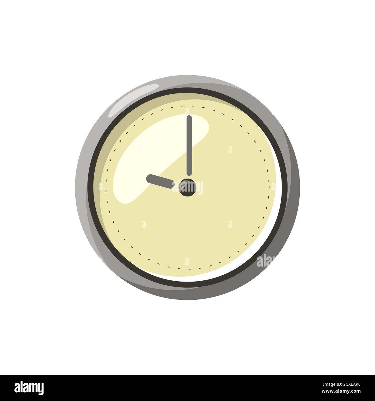Clock icon in cartoon style on a white background Stock Photo - Alamy
