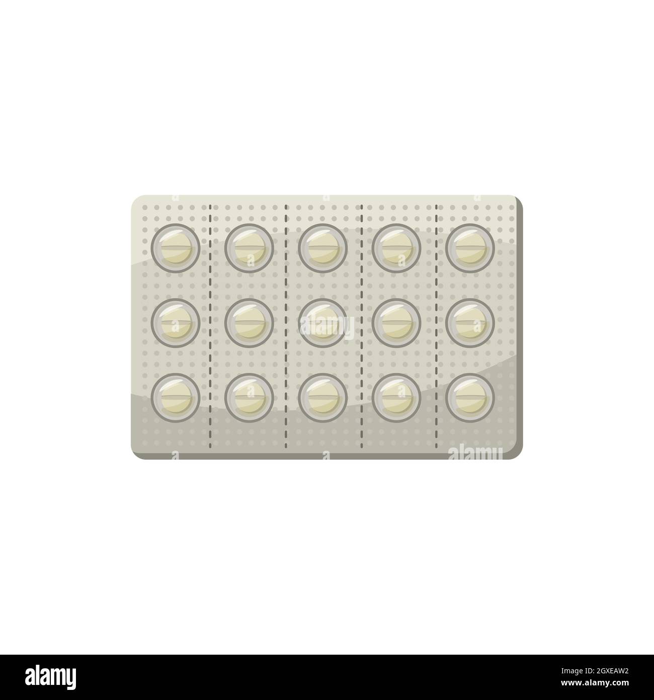 Round pills in a blister pack icon in cartoon style on a white ...