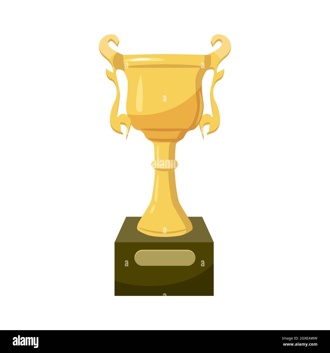 Golden trophy cup icon in cartoon style on a white background Stock ...