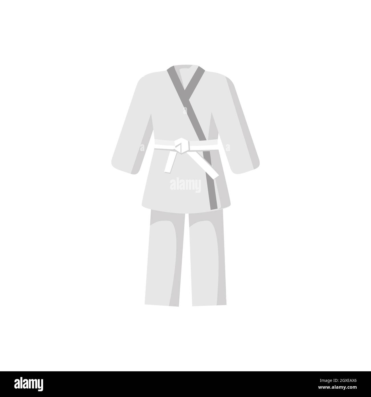 Kimono with martial arts white belt icon in cartoon style on a white ...