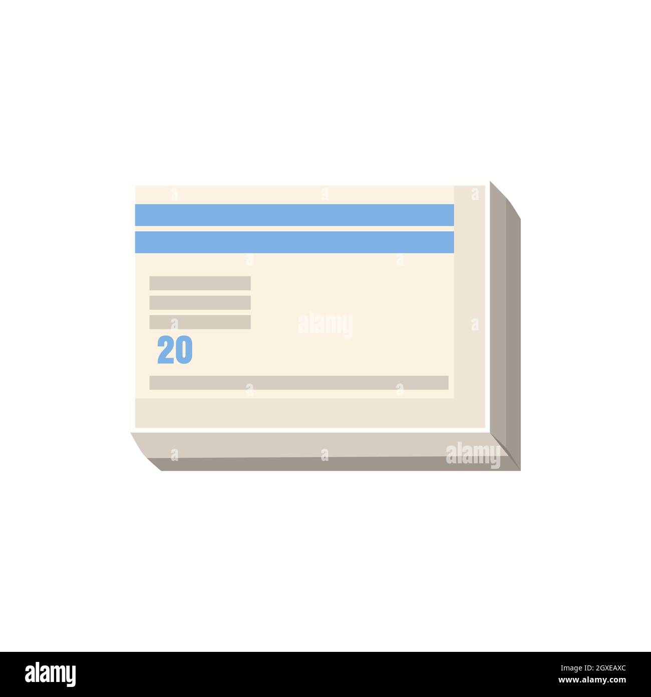 Medical pill box with blue label icon in cartoon style on a white ...