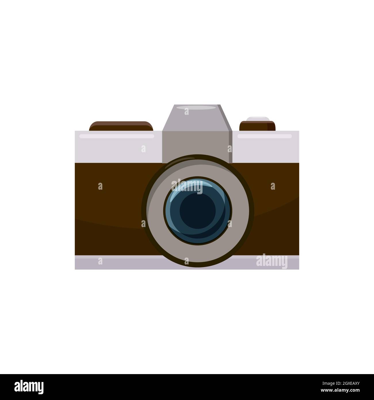 Retro photo camera icon in cartoon style isolated on white background ...