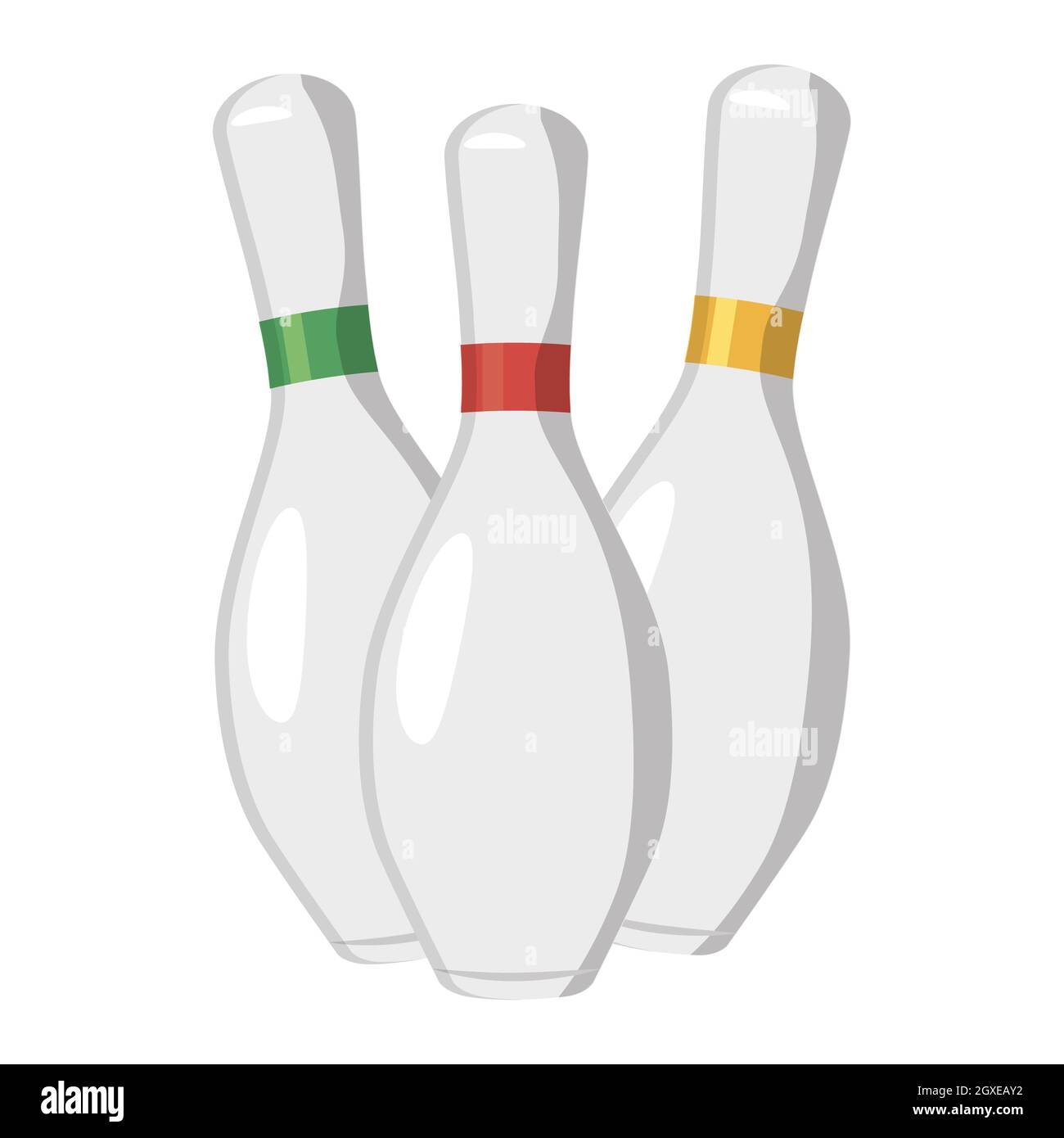Three bowling pins icon in cartoon style on a white background Stock ...