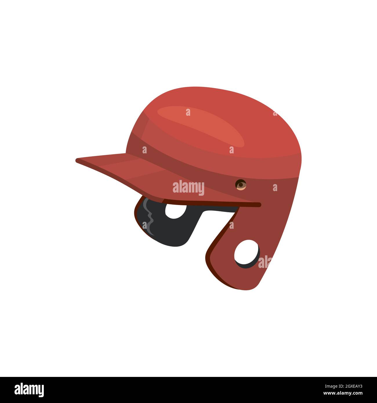 Red baseball helmet icon in cartoon style on a white background Stock ...