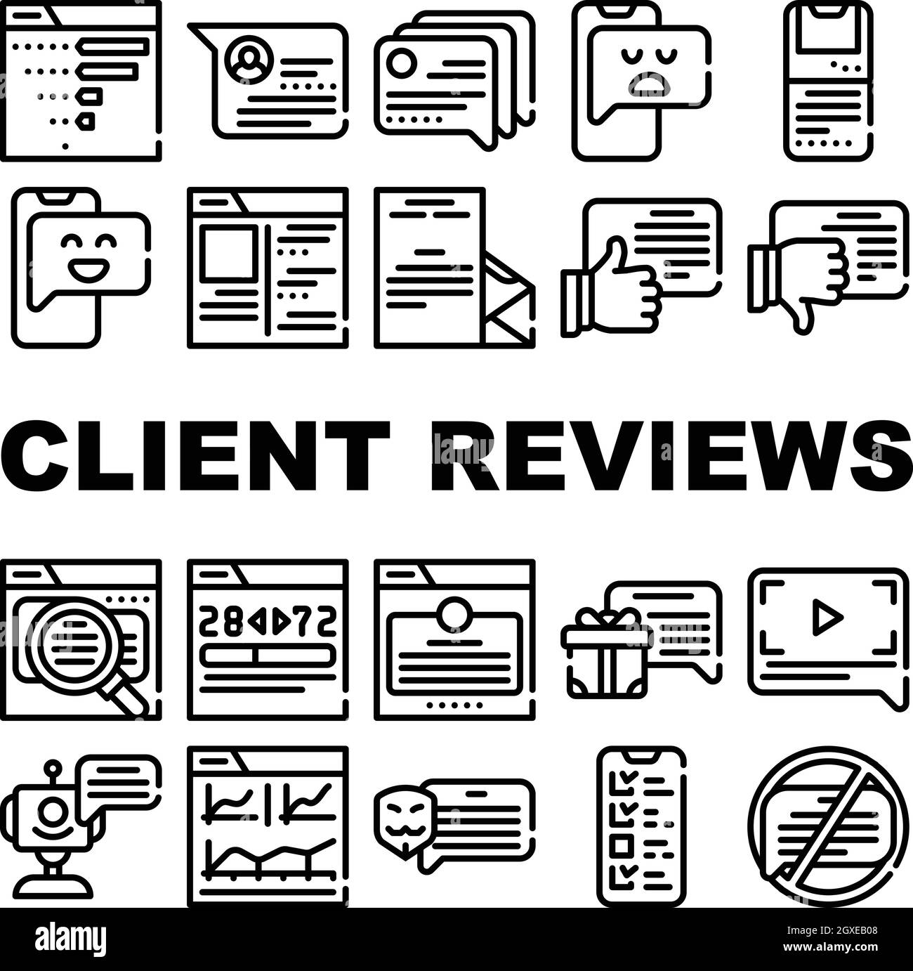 Client Review Feedback Collection Icons Set Vector Stock Vector Image ...