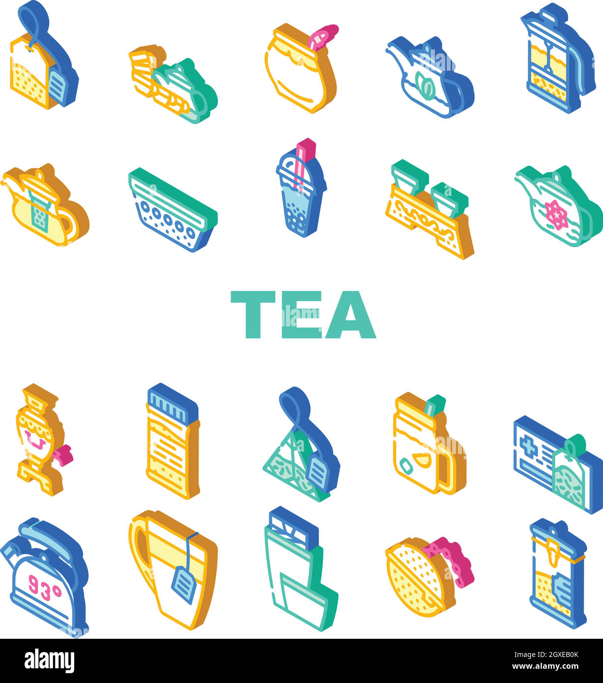 Tea Healthy Drink Collection Icons Set Vector Stock Vector Image & Art ...