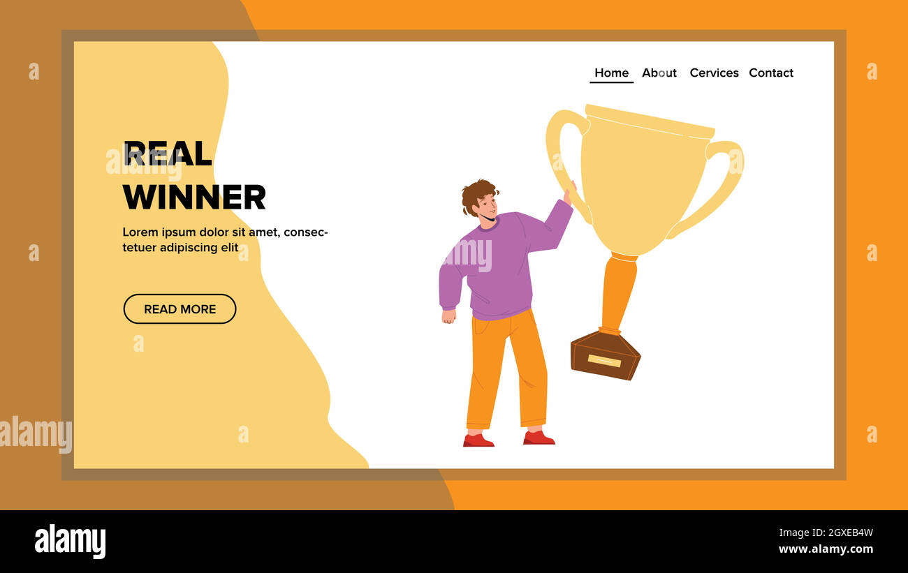 Real Winner Champion Holding Golden Cup Vector Stock Vector Image & Art ...