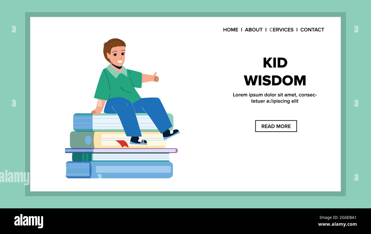 Boy Kid Wisdom And Studying In Library Vector Stock Vector Image & Art ...