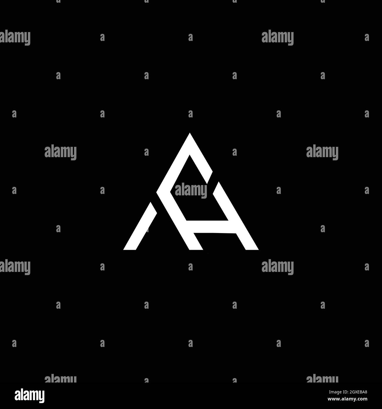 Initial uppercase letter logo AH monogram rounded shape, white color on ...