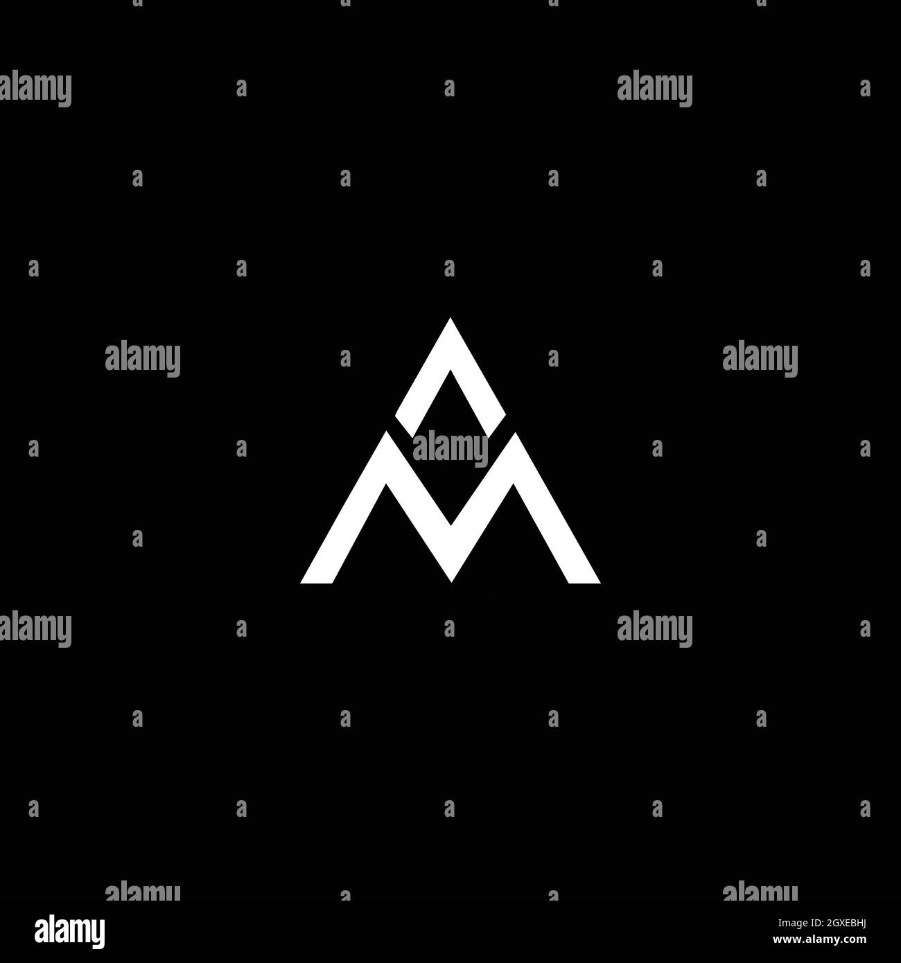 Initial uppercase letter logo AM monogram rounded shape, white color on ...