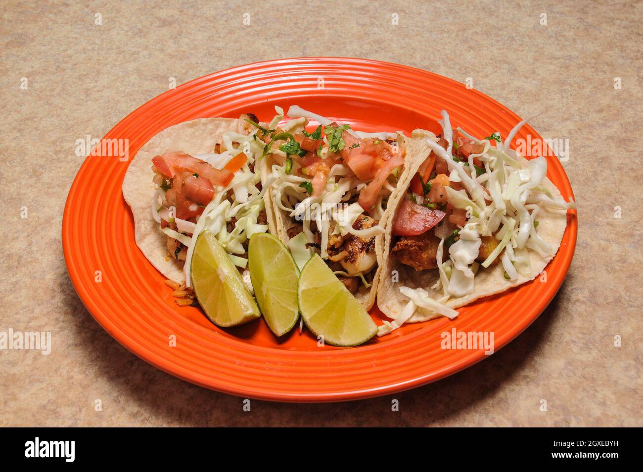 Authentic tex mex mexican cuisine known as a shrimp and fish tacos ...