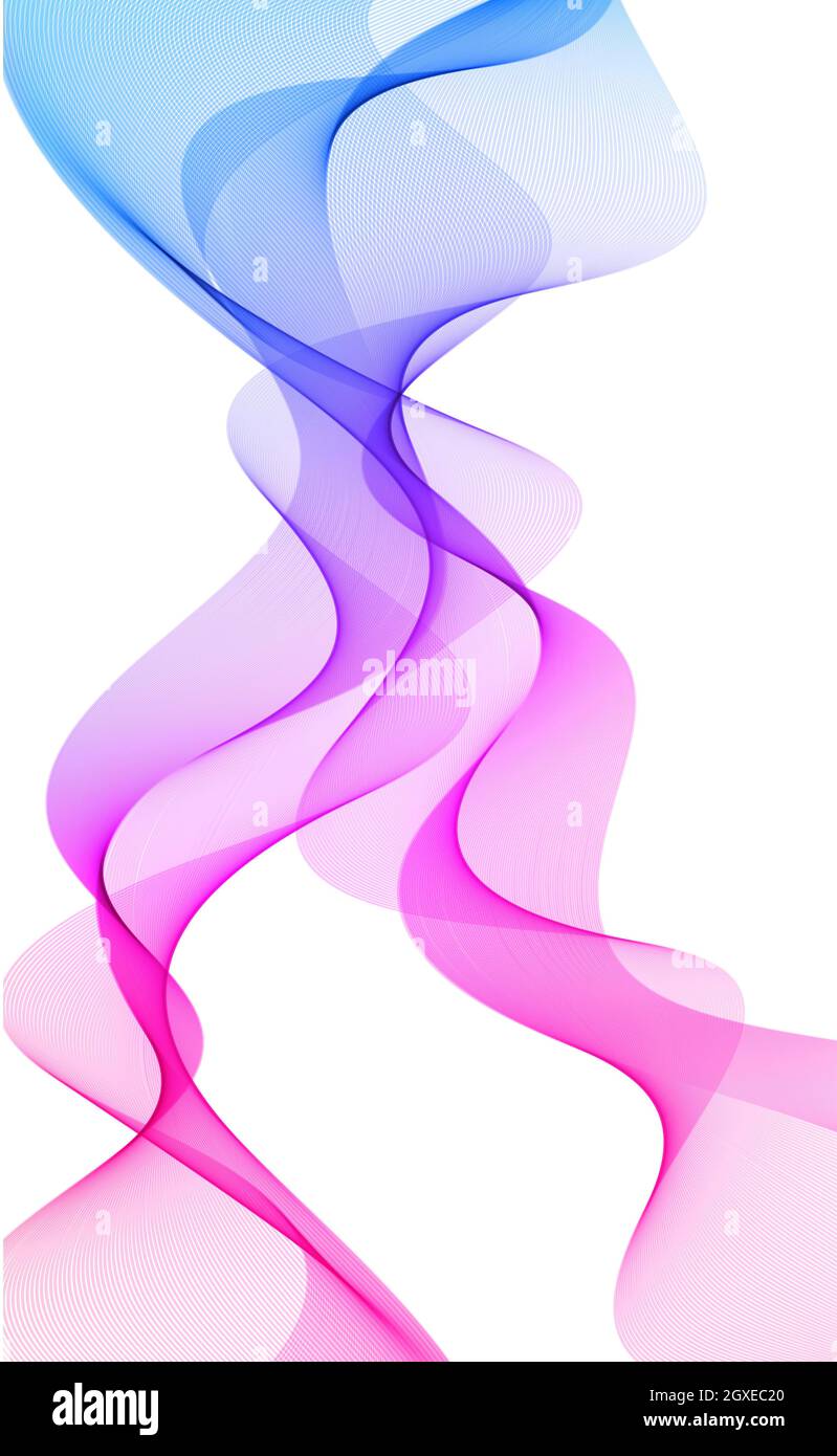 Abstract blue wavy lines on white background - Vector illustration ...