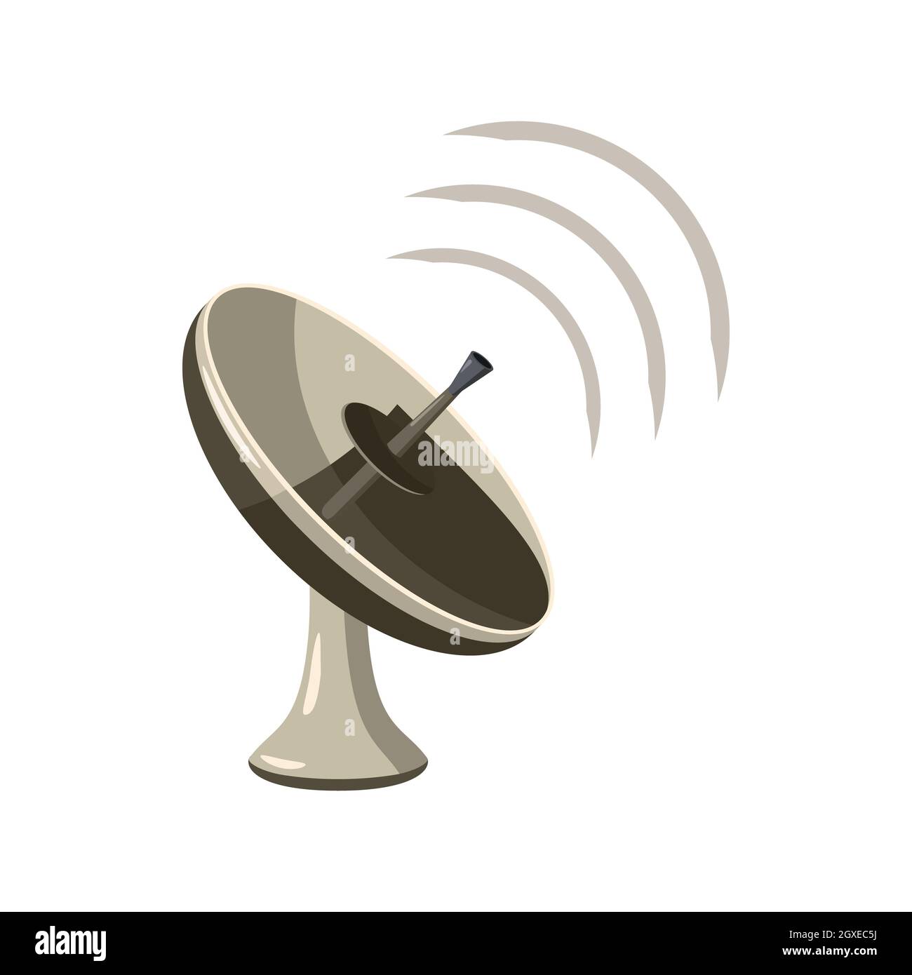 Radar icon in cartoon style isolated on white background. Satellite ...