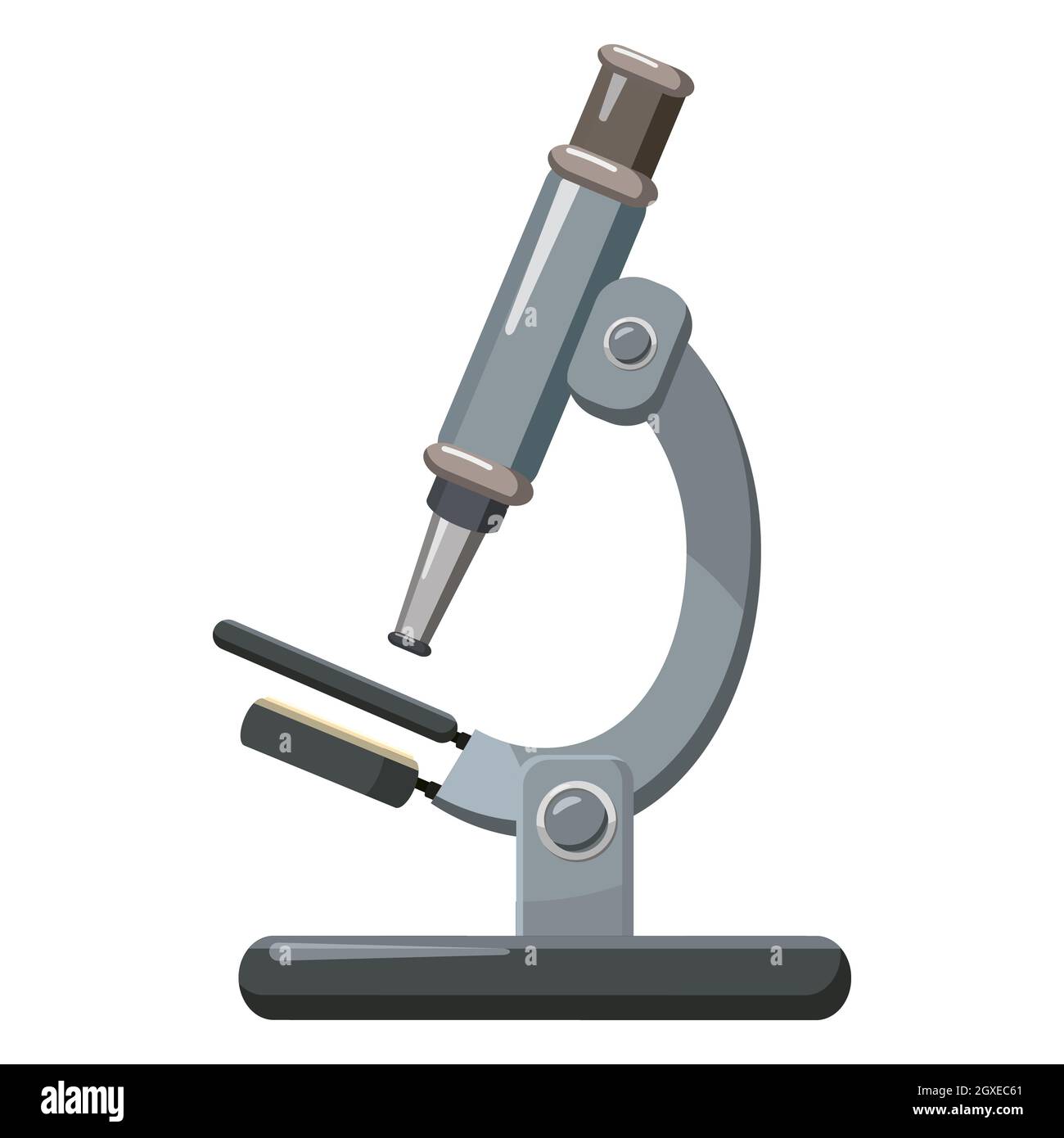 Microscope icon in cartoon style isolated on white background Stock ...