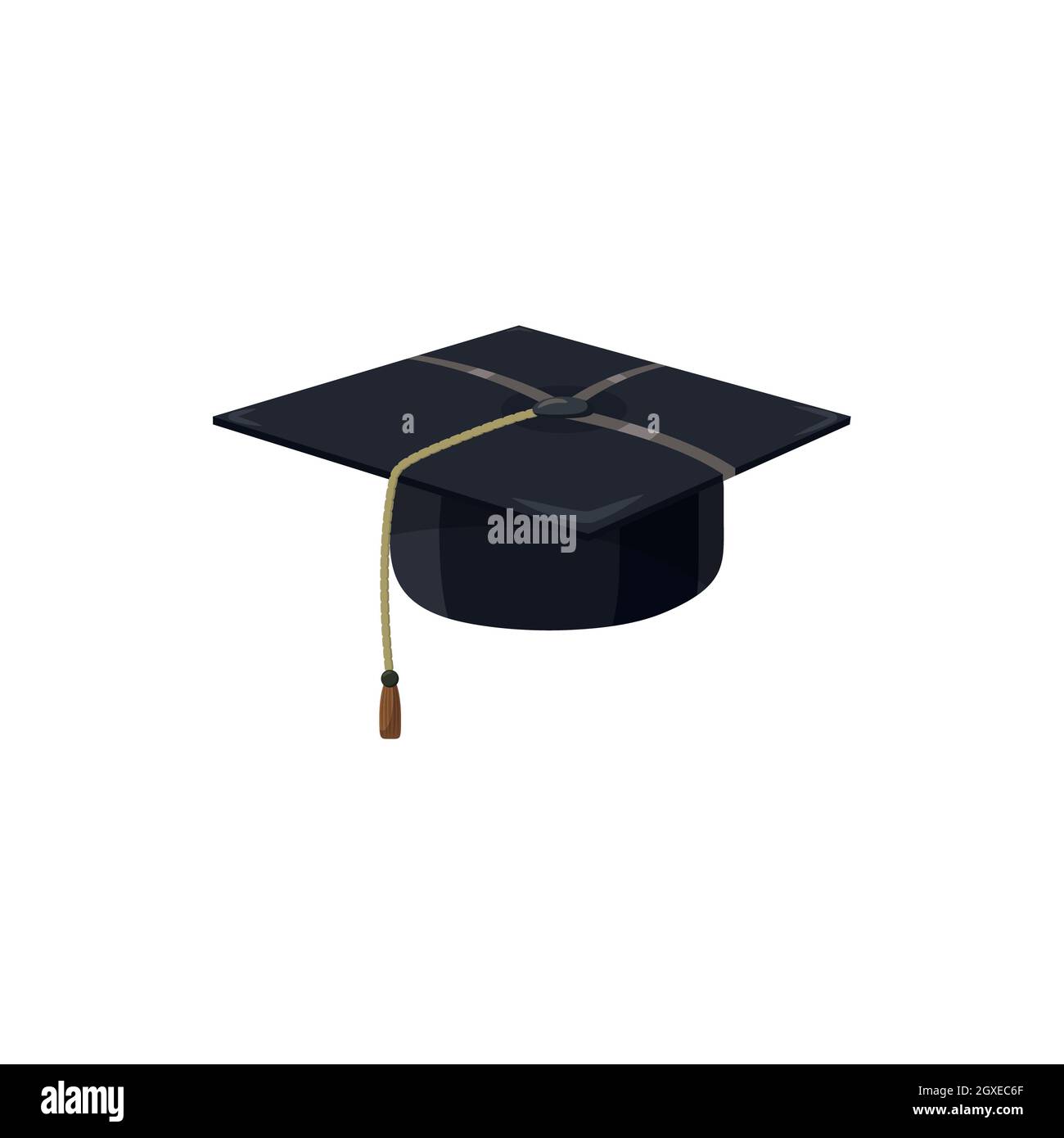 Graduation cap icon in cartoon style on a white background Stock Photo ...