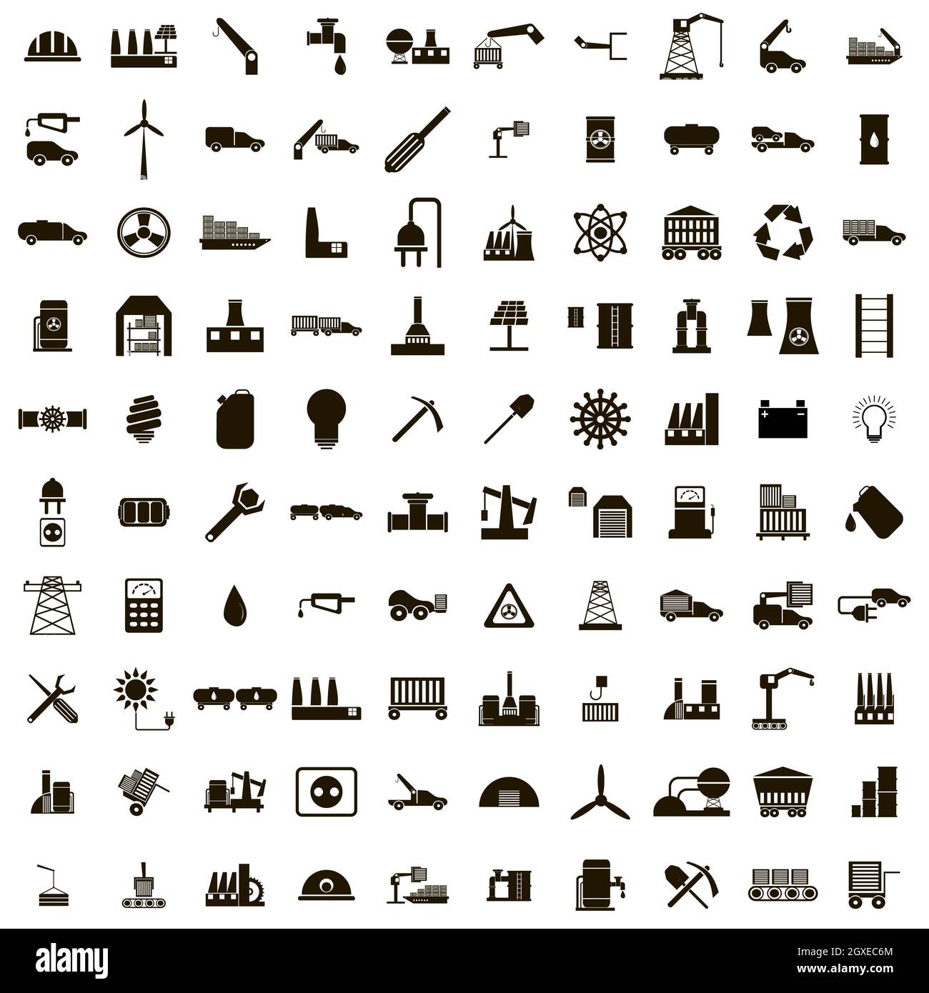 100 Industry icons set isolated on white background Stock Photo - Alamy