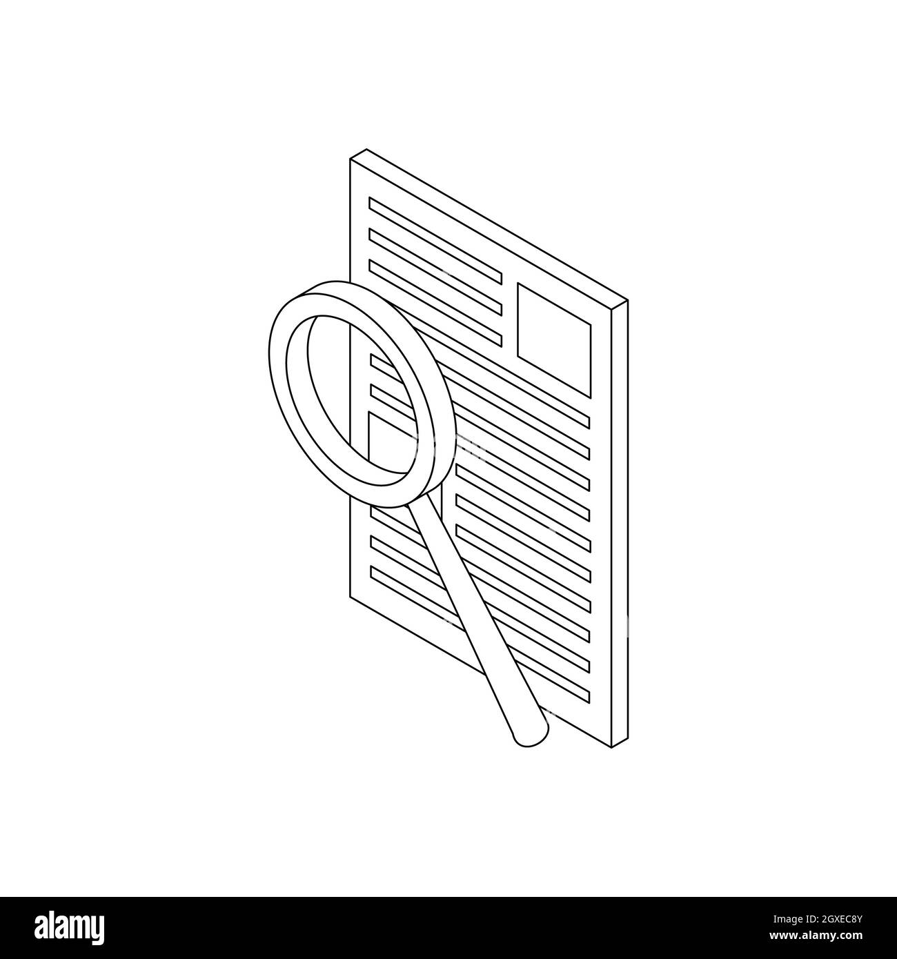 Magnifier search document icon in isometric 3d style isolated on white ...