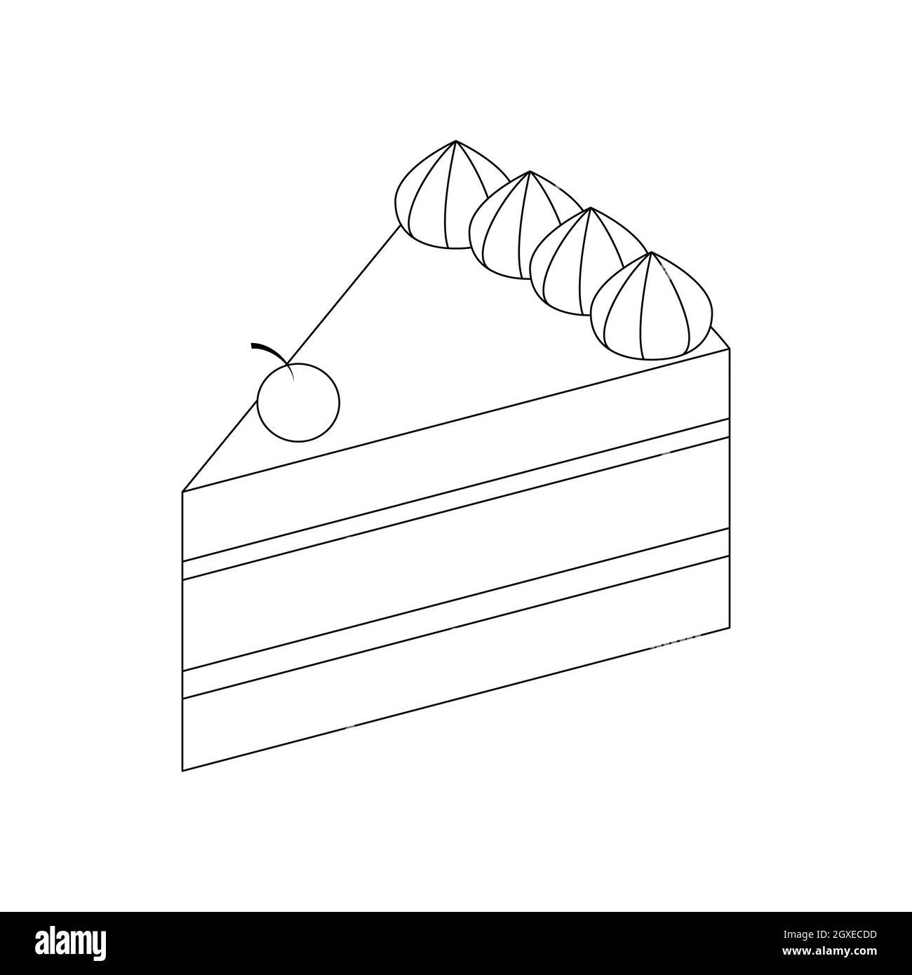 Cake icon in isometric 3d style isolated on white background. Piece of ...