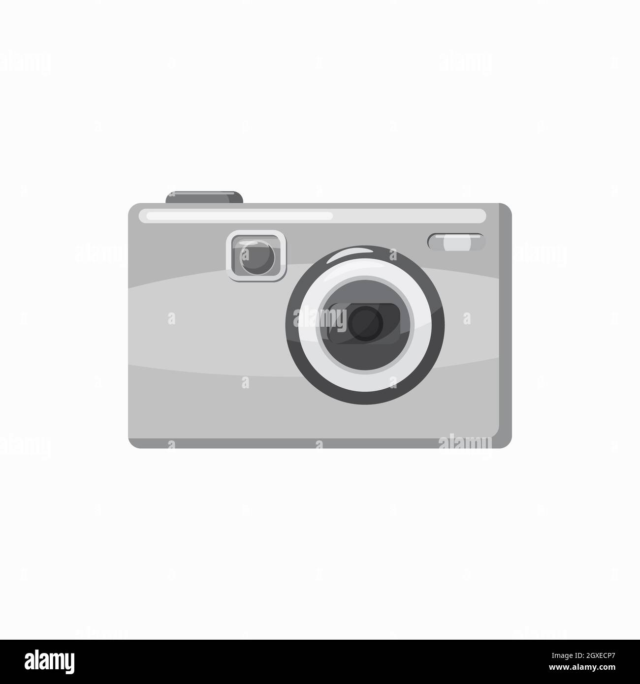 Gray photo camera icon in cartoon style isolated on white background ...