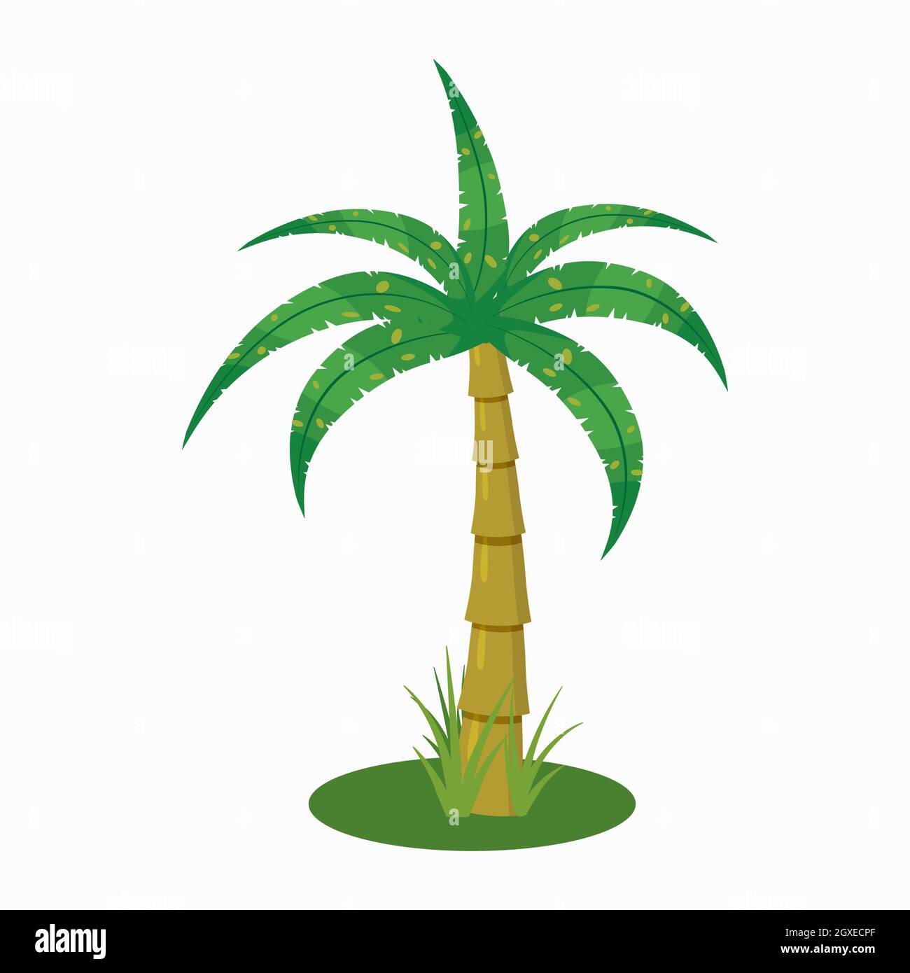 Single palm tree icon in cartoon style isolated on white background ...