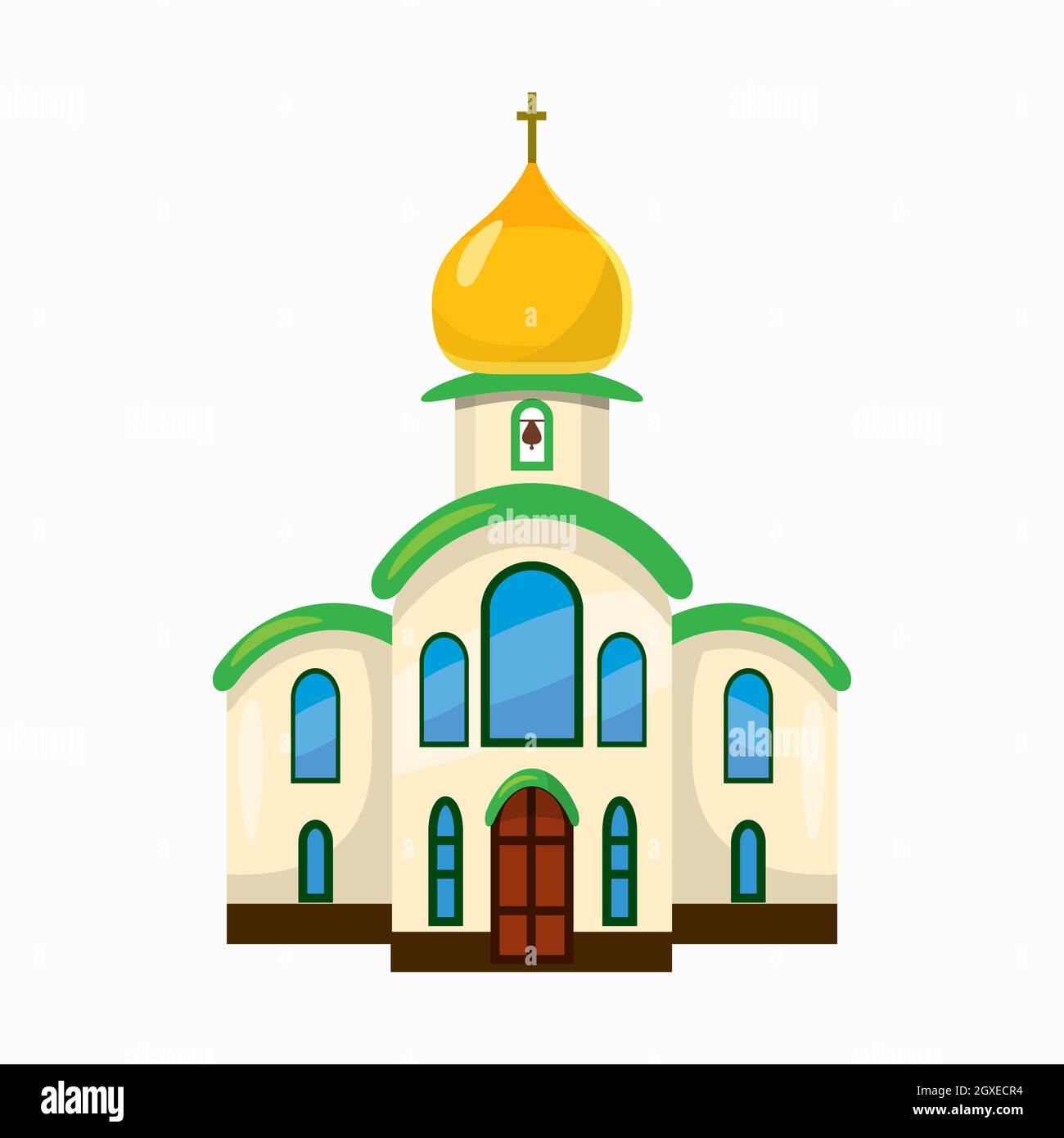 Building church icon in cartoon style isolated on white background ...