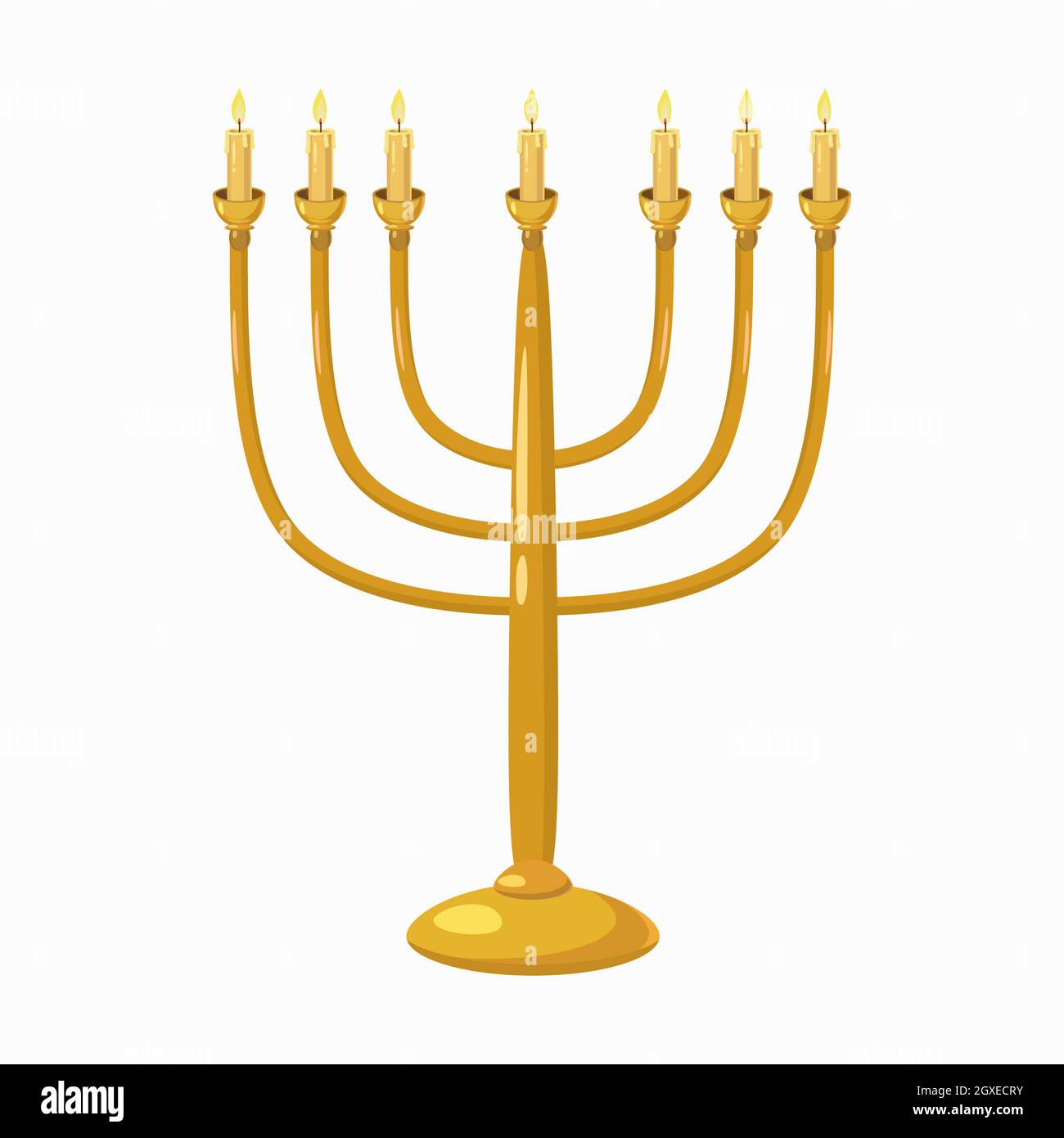 Jewish Menorah with candles icon in cartoon style isolated on white ...