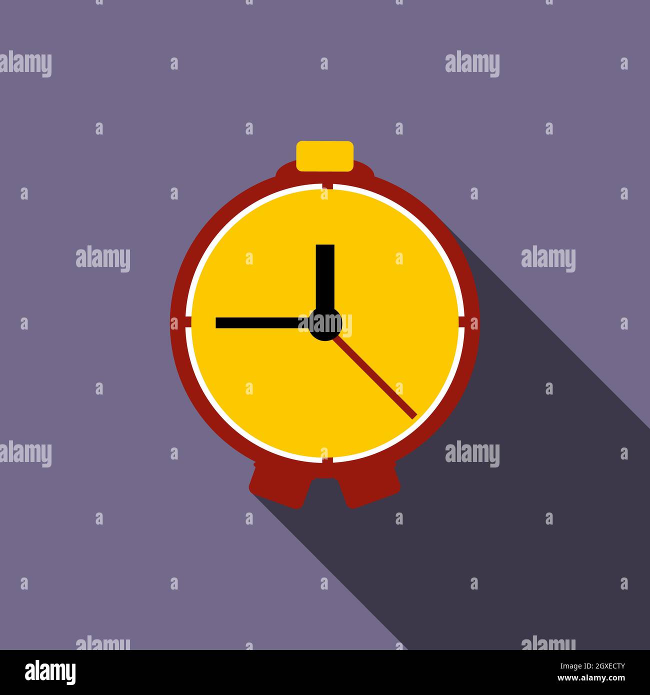 Table clock icon in flat style on a violet background Stock Photo - Alamy