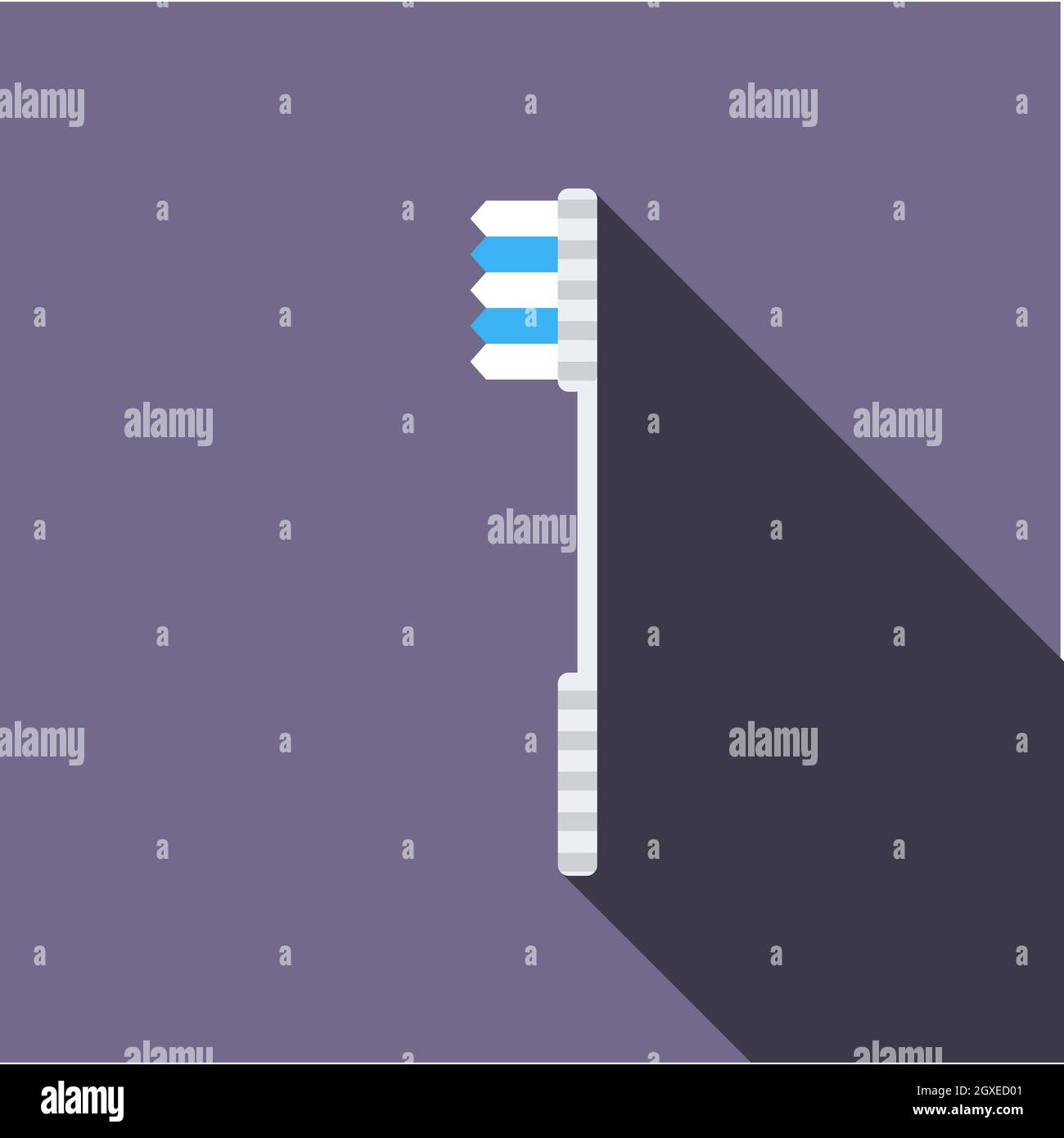 White toothbrush icon in flat style on a violet background Stock Photo ...