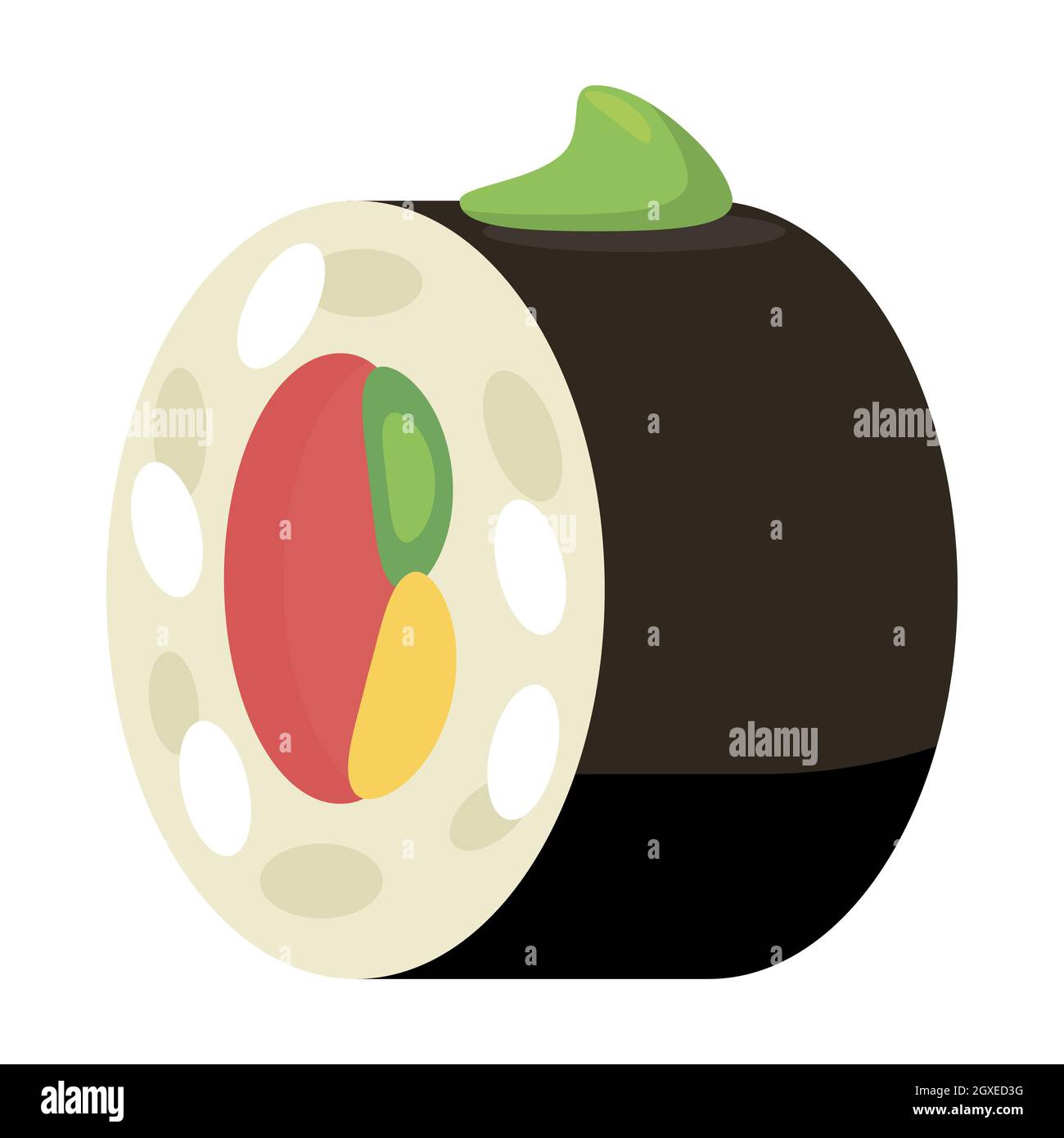 Sushi roll icon in cartoon style isolated on white background Stock ...