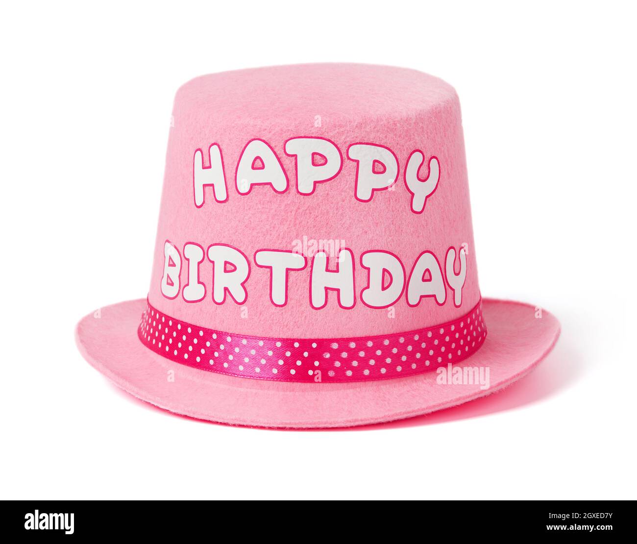 Happy birthday party hat on white background Stock Photo - Alamy