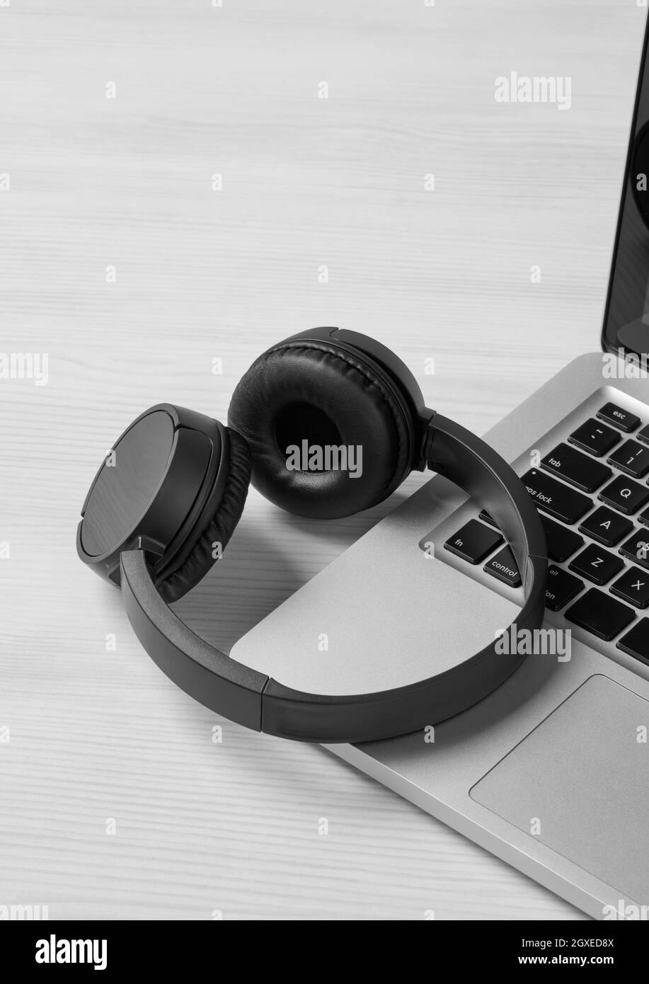 Desk laptop no people Black and White Stock Photos & Images - Alamy