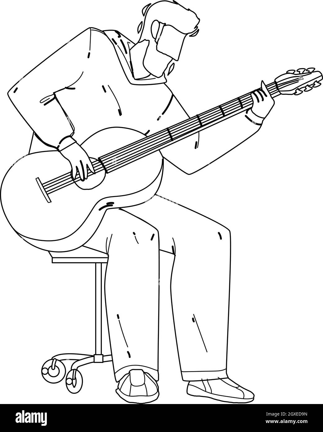 Playing Guitar Musician Instrument Boy Vector Illustration Stock Vector ...