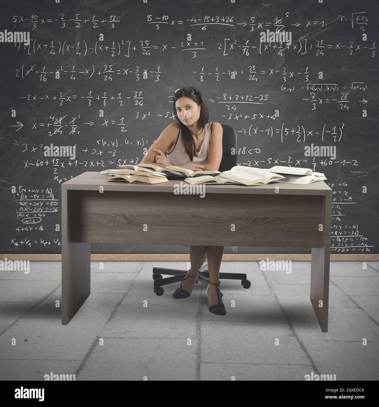 Vintage math teacher teaches in a school Stock Photo - Alamy