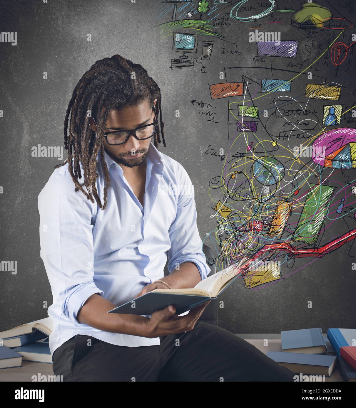 Teacher studying graphs and statistics before class Stock Photo - Alamy