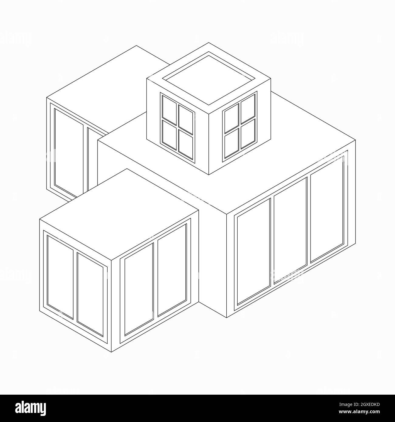 Modern house icon in isometric 3d style isolated on white background ...