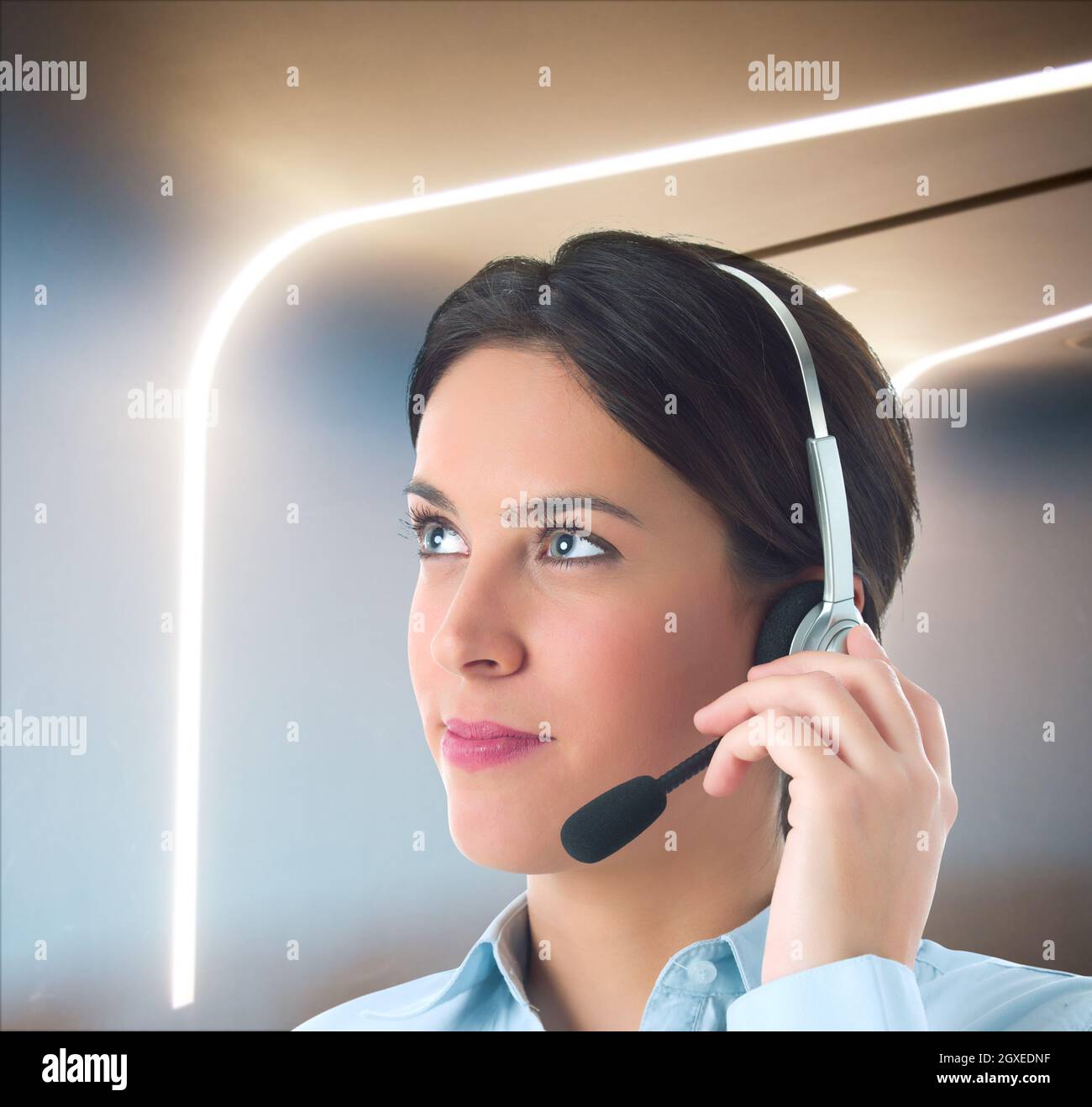 Woman works to customer support in company Stock Photo - Alamy