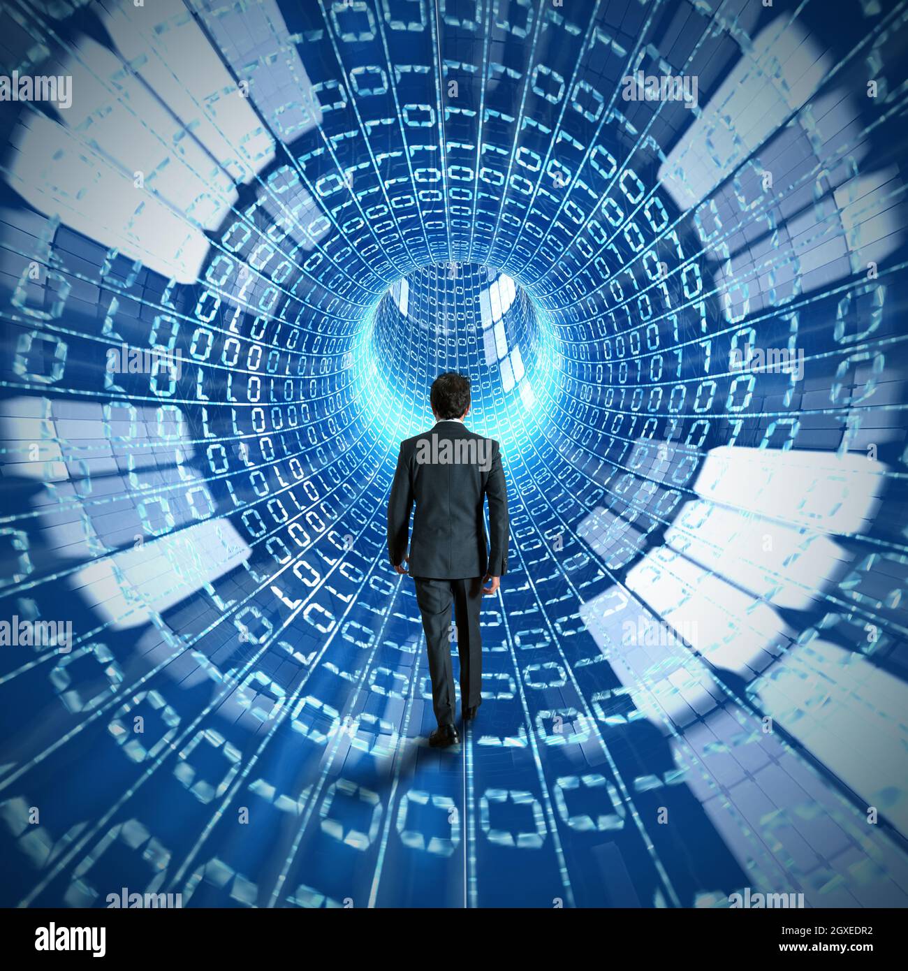 Businessman walking to the discovery of internet Stock Photo - Alamy