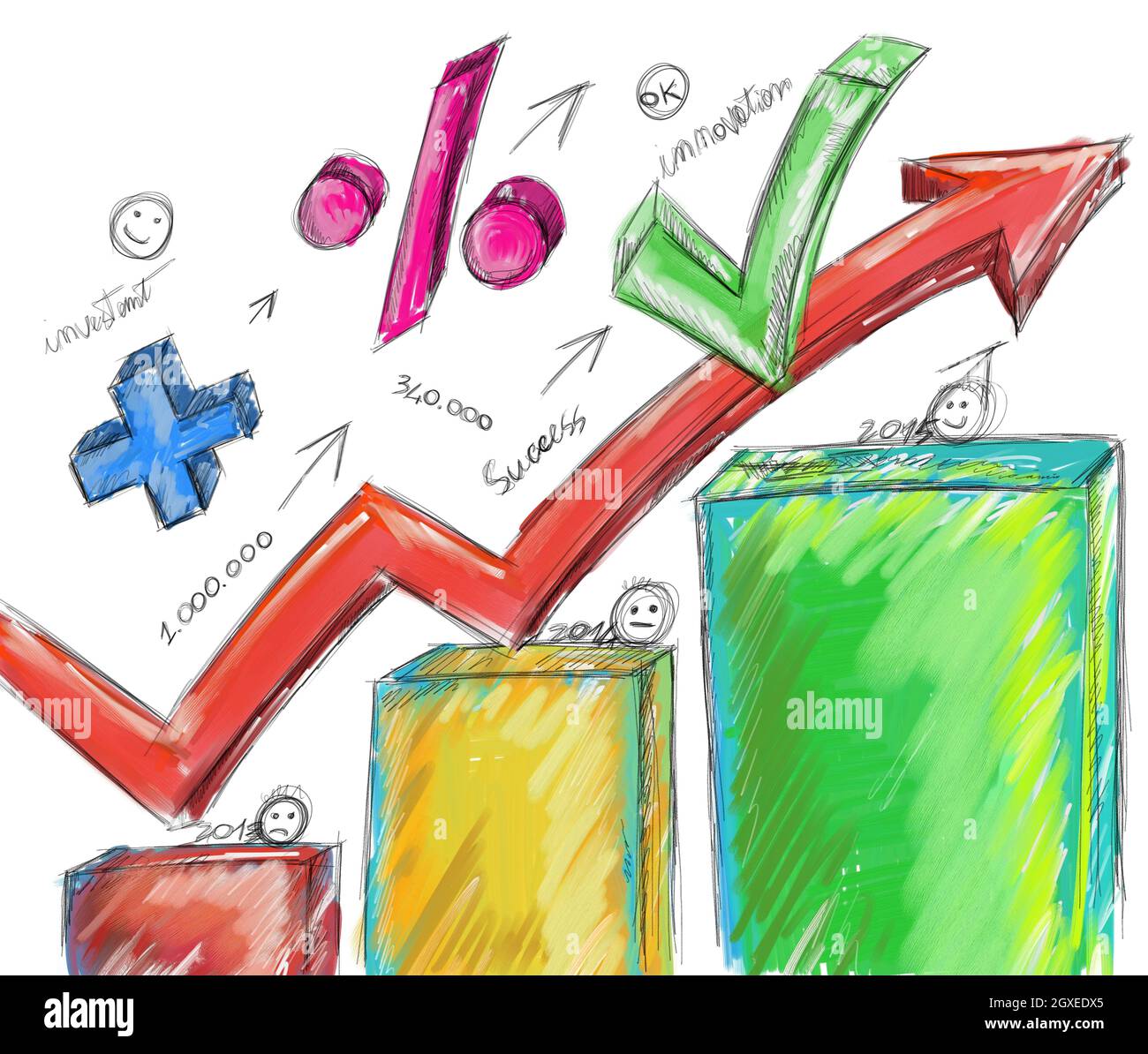 Statistical work with arrow numbers and percentages Stock Photo - Alamy