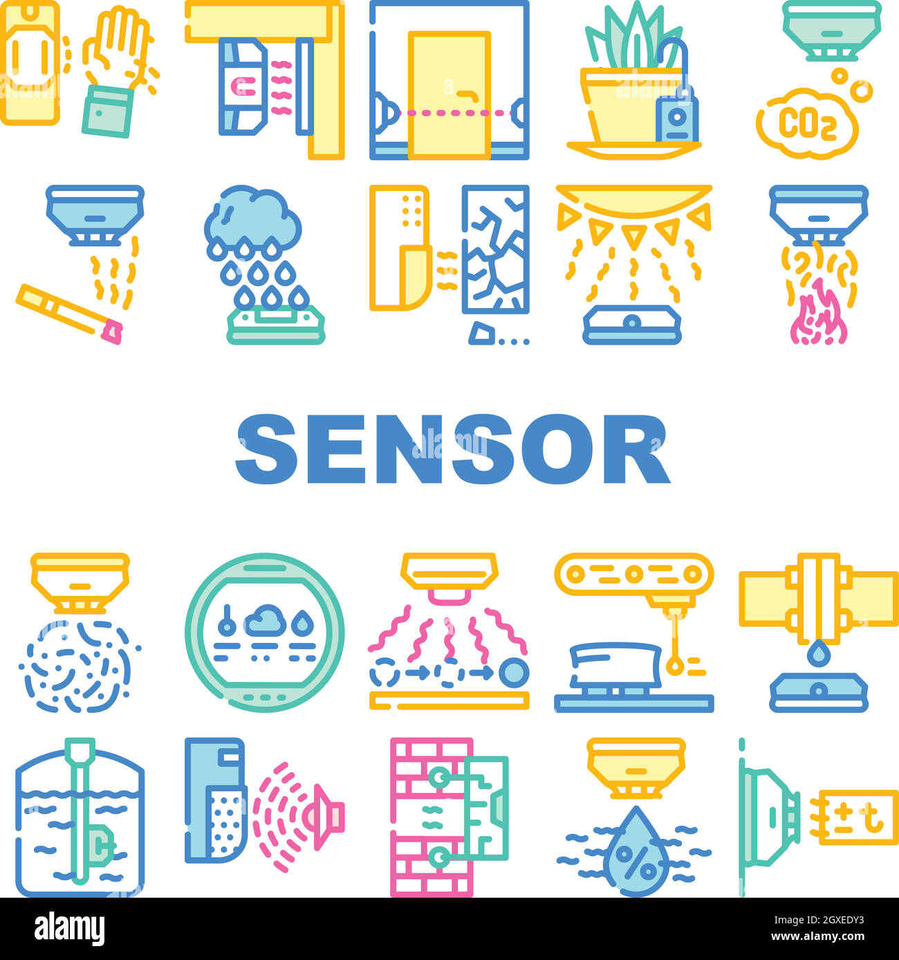Sensor Electronic Tool Collection Icons Set Vector Stock Vector Image ...