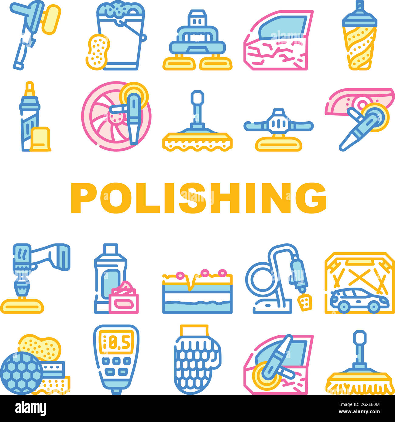 Car Polishing Tool Collection Icons Set Vector Stock Vector Image & Art ...