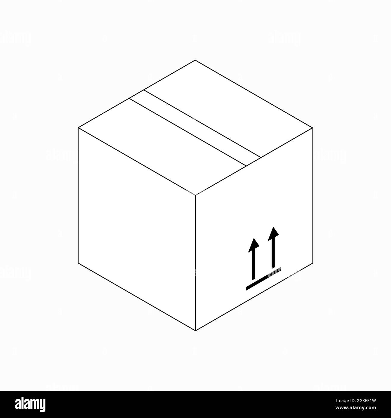This side up packaging symbol on cardboard icon in isometric 3d style ...