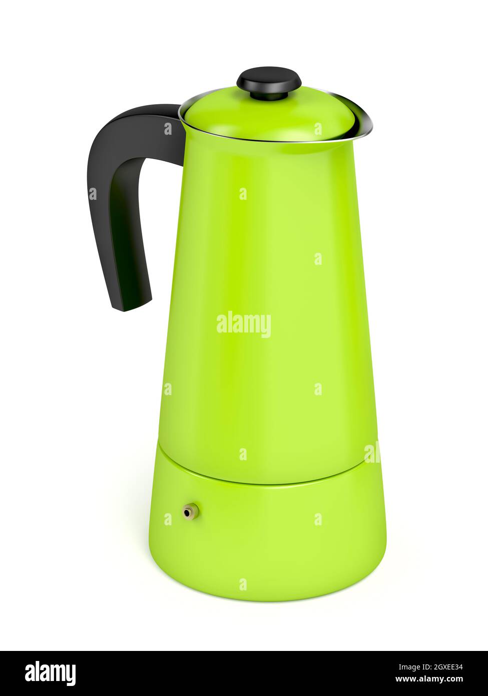 Green moka pot on white background Stock Photo - Alamy