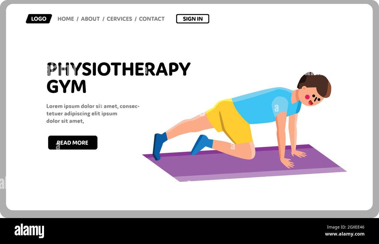 Physiotherapy Gym Exercising Young Man Vector Illustration Stock Vector ...
