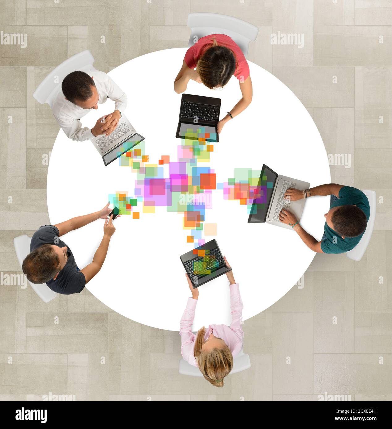 Business team collaborate together sharing work projects Stock Photo ...