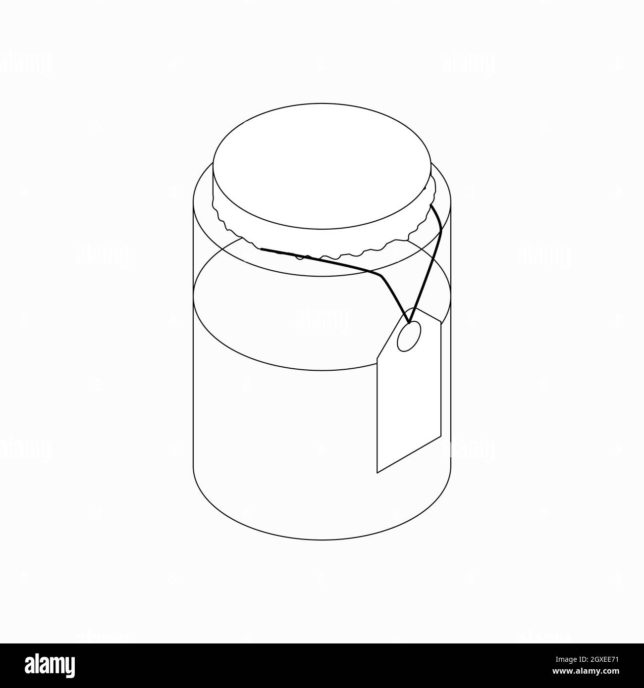 Filled jar with tag icon in isometric 3d style isolated on white ...