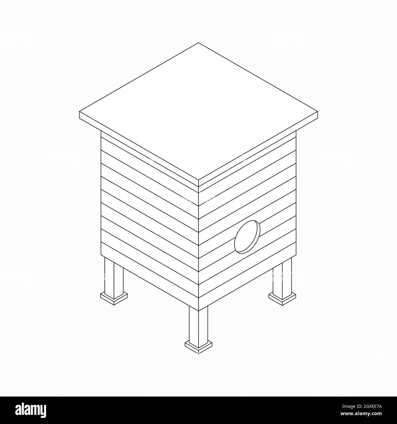 Beehive with honey bees icon in isometric 3d style isolated on white ...