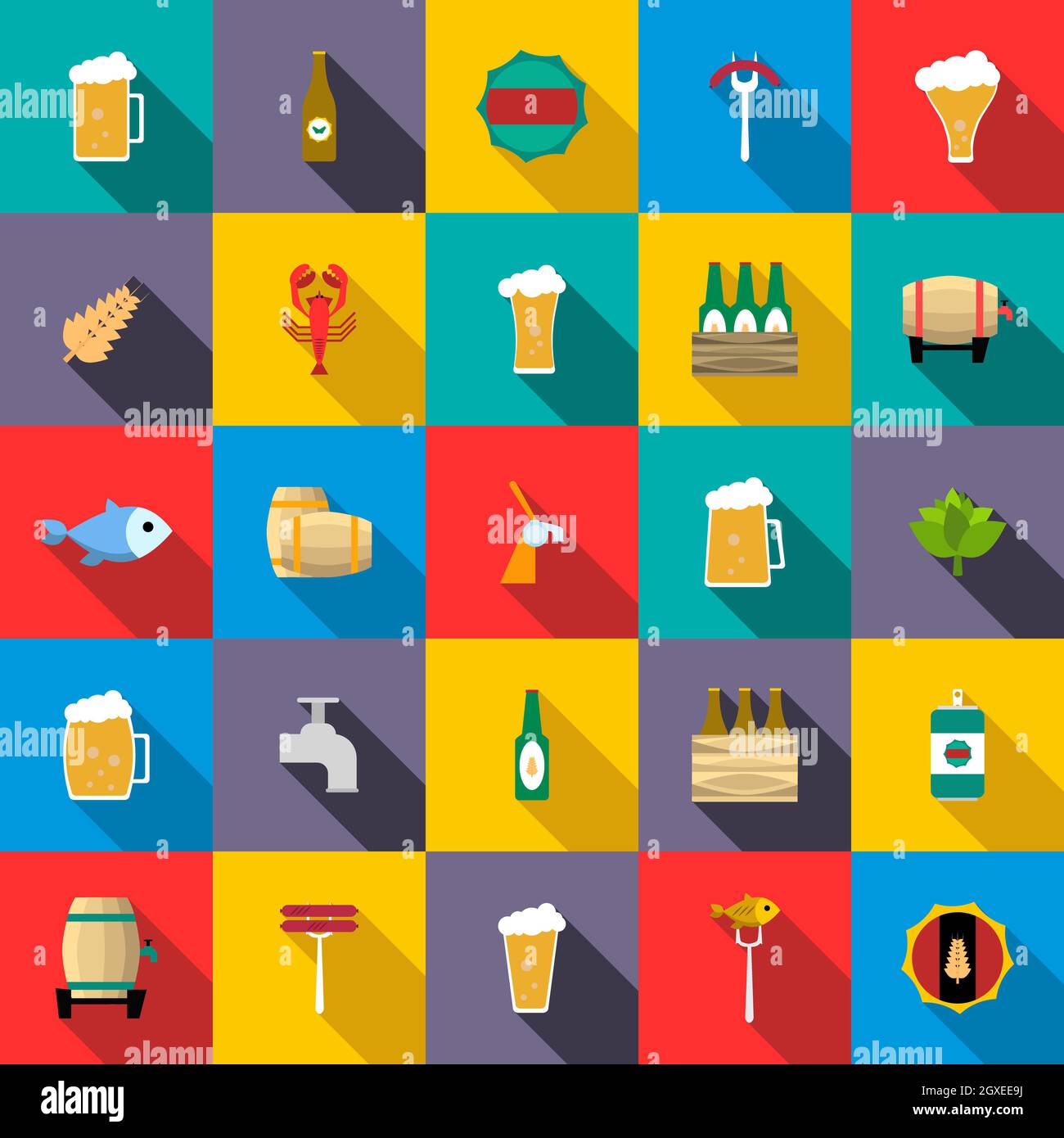 Beer icons set in flat style for any design Stock Photo - Alamy